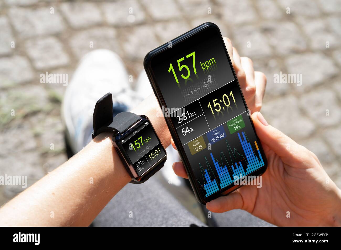 Smart Watch Health Gadget For Running. Runner App Stock Photo - Alamy