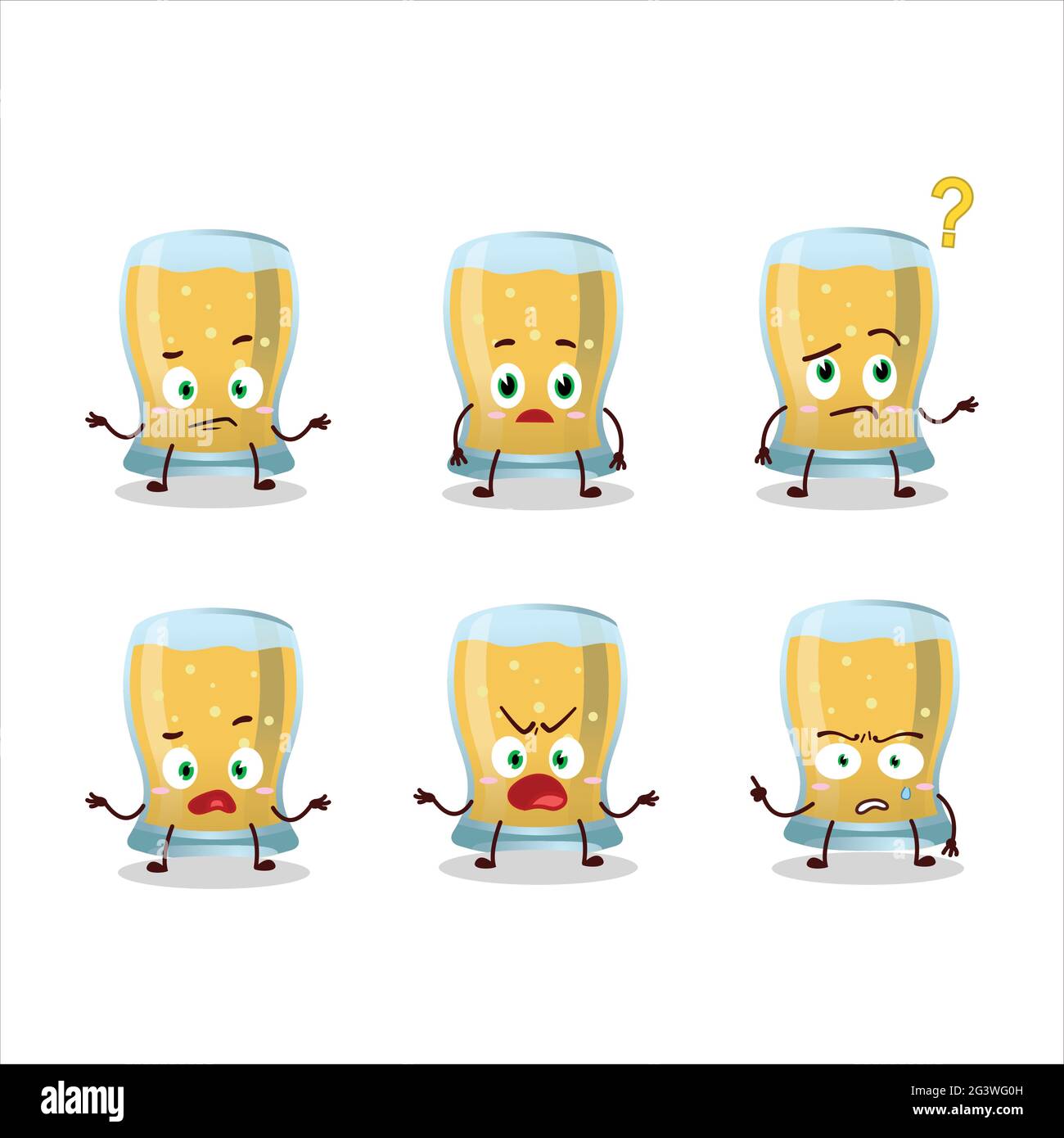 Cartoon character of glass of cider with what expression. Vector ...