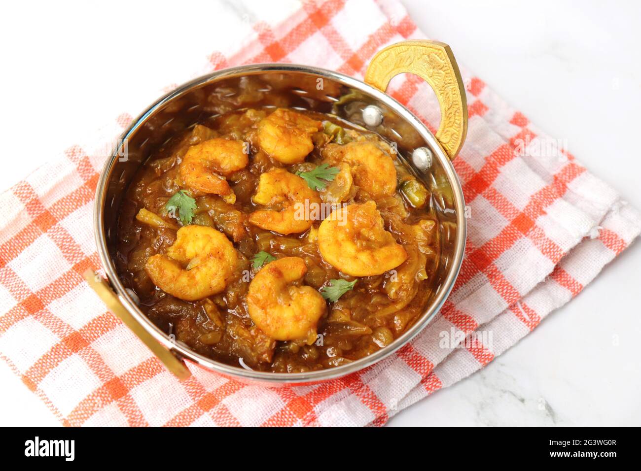Indian food- Prawns masala or shrimp curry. Also known as Kolambi che ...