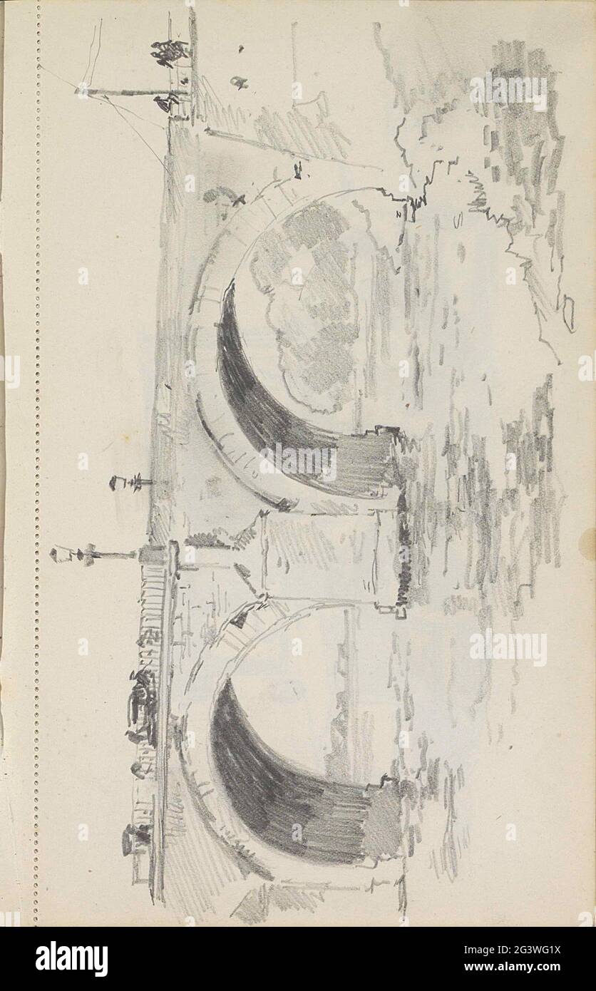 Bridge with two arches. Leaf 7 Recto from a sketchbook with 50 sheets ...