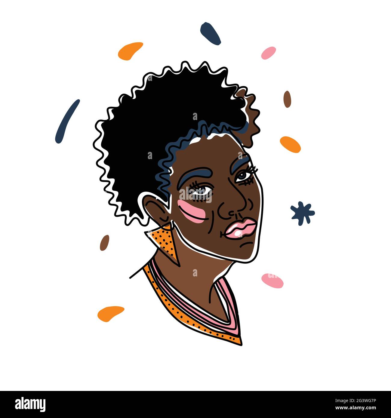 Portrait beatifull African woman, human rights, fight racism. Line art ...