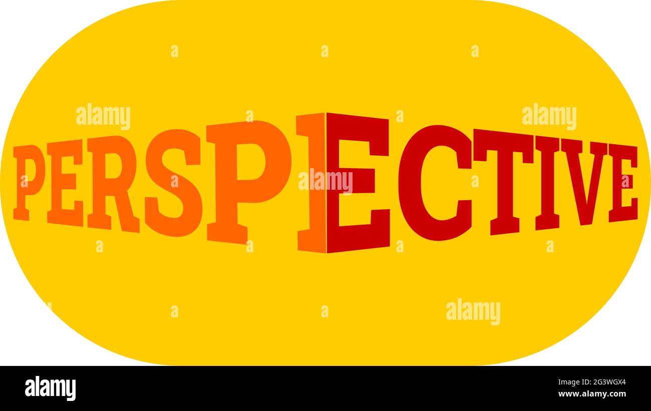 Perspective word in capital letters in orange and red color on yellow ...