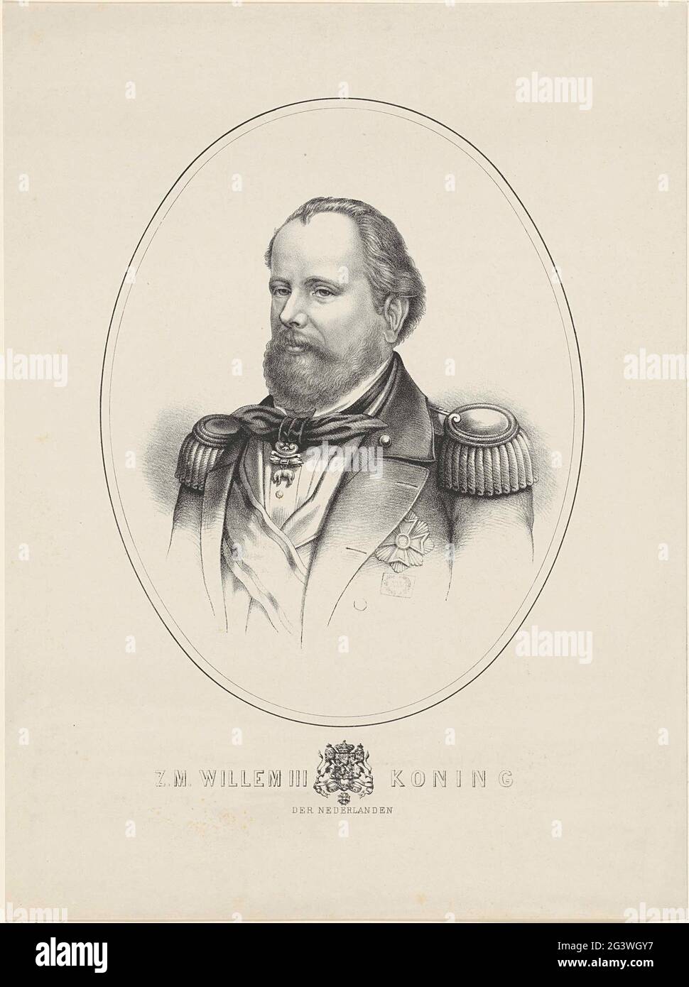 Portrait of Willem III, King of the Netherlands. Portrait of Willem III ...