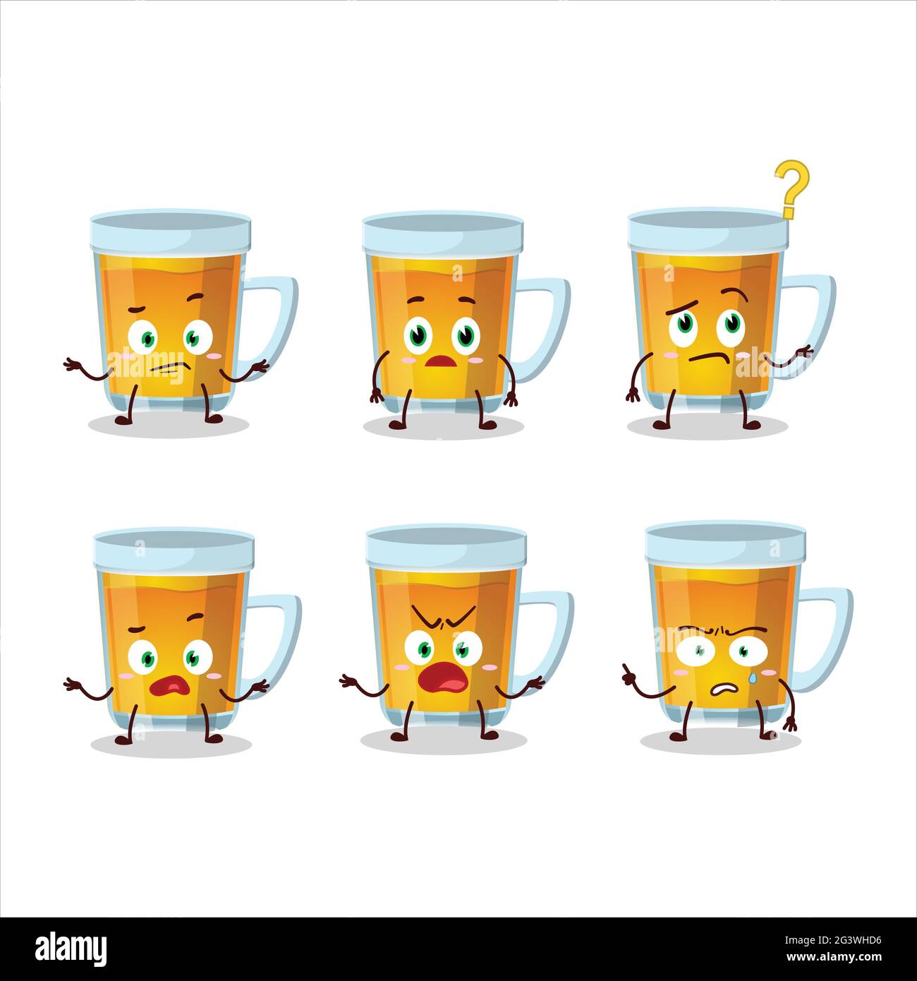 Cartoon character of glass of tea with what expression. Vector ...