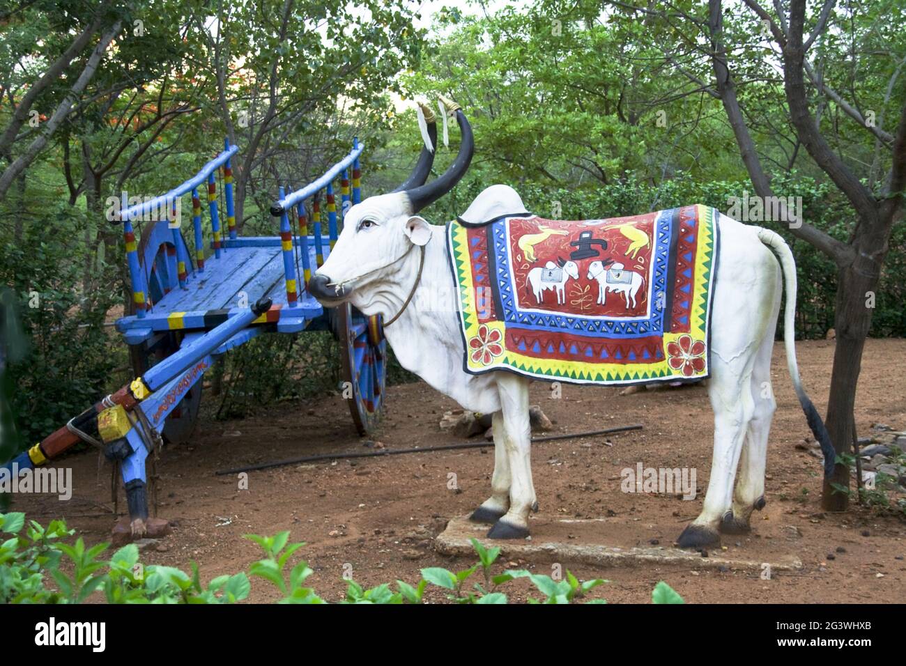 Blue Cart and Bullock Stock Photo - Alamy