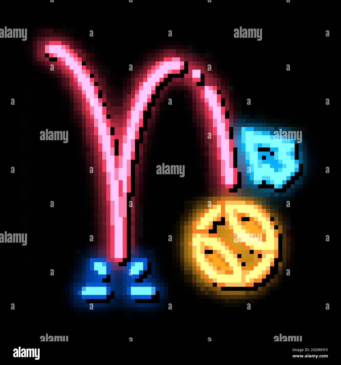 projection of motion falling ball neon glow icon illustration Stock ...