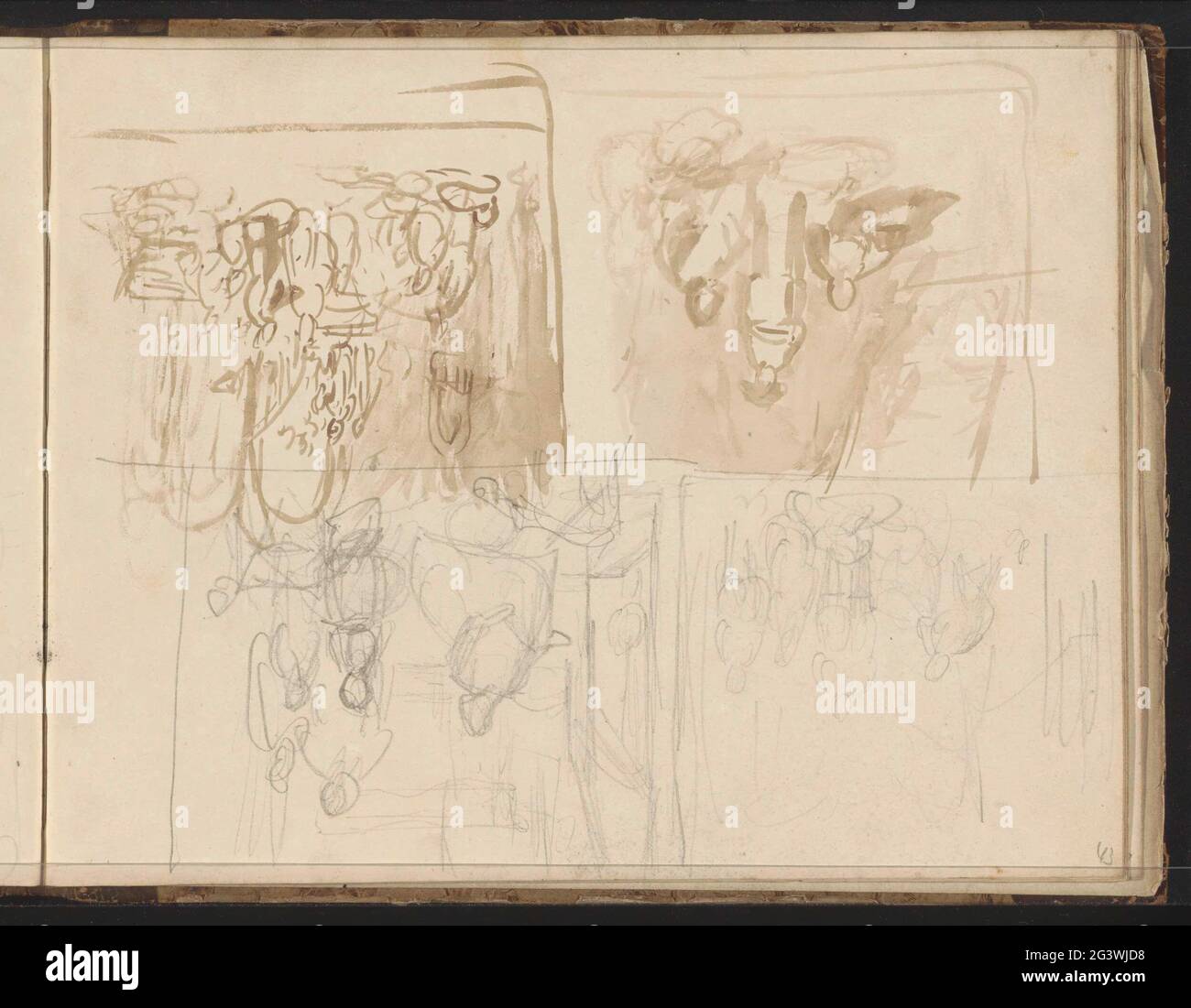 Four composition studies with figures. Drawings in frames. Probably ...
