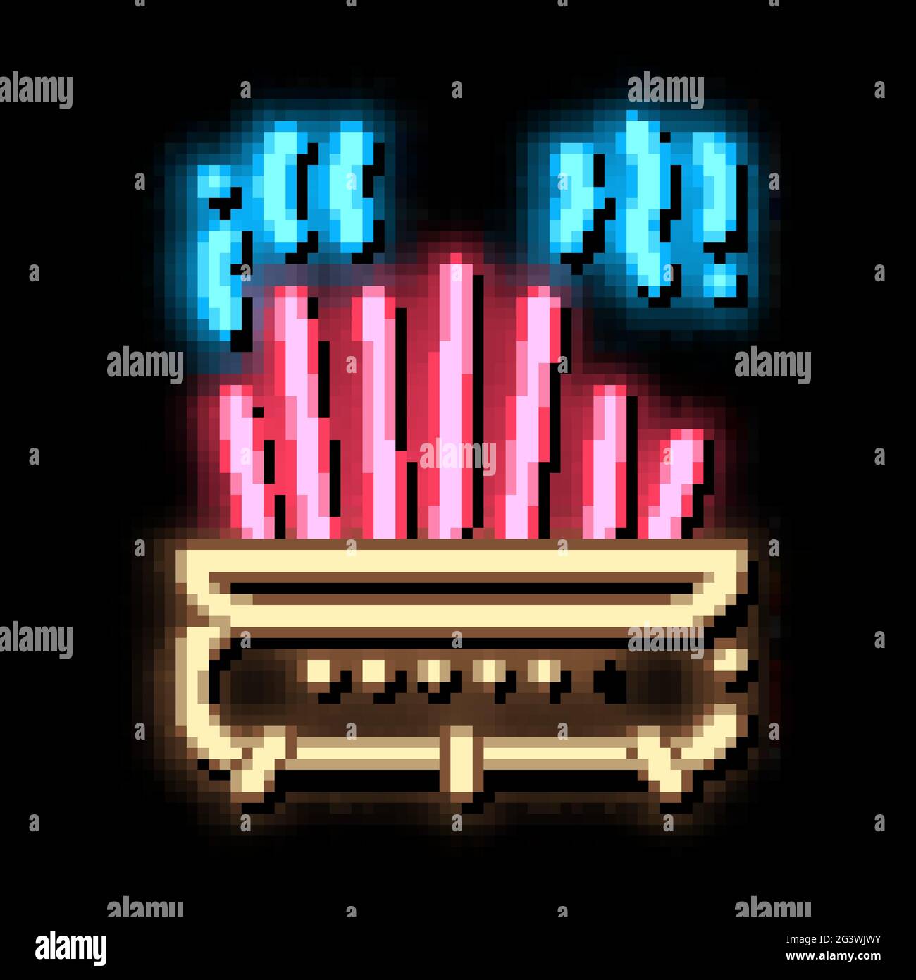 cast-iron pot with chopsticks neon glow icon illustration Stock Vector ...