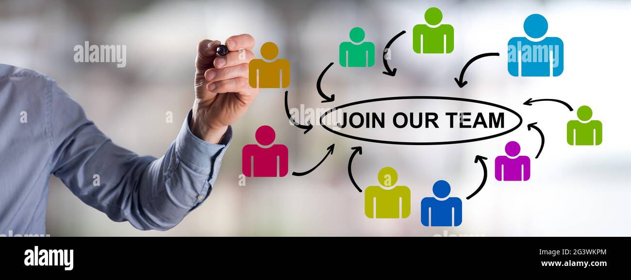 Man drawing a join our team concept Stock Photo - Alamy
