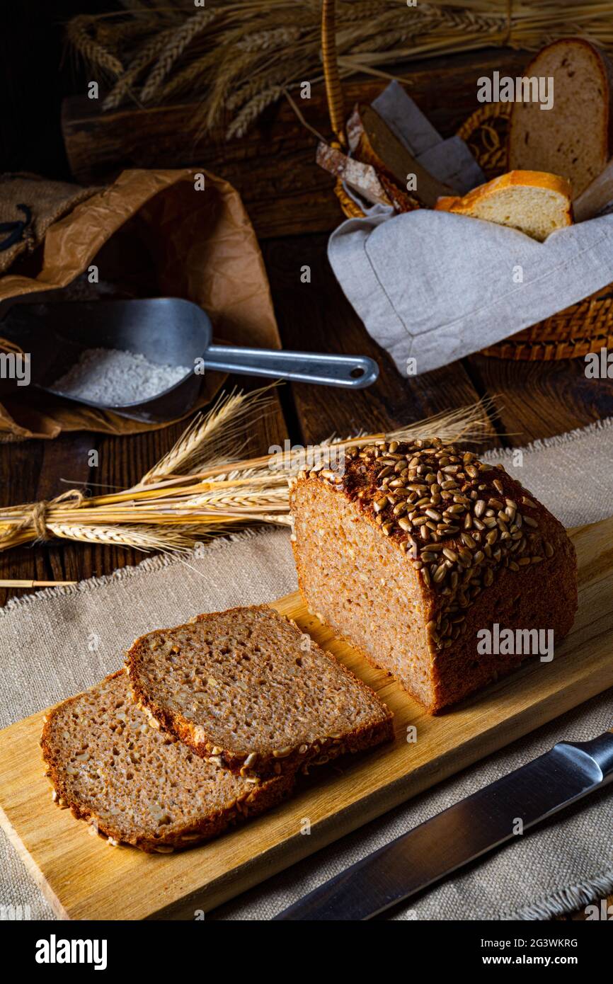 Moist wholemeal bread, crushed or ground whole grain Stock Photo - Alamy