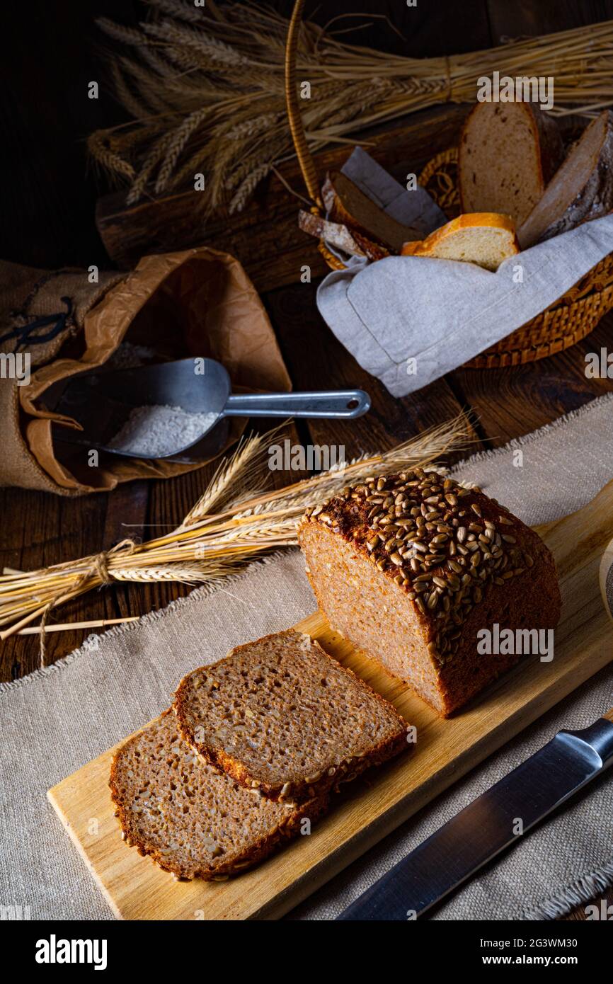Moist wholemeal bread, crushed or ground whole grain Stock Photo - Alamy