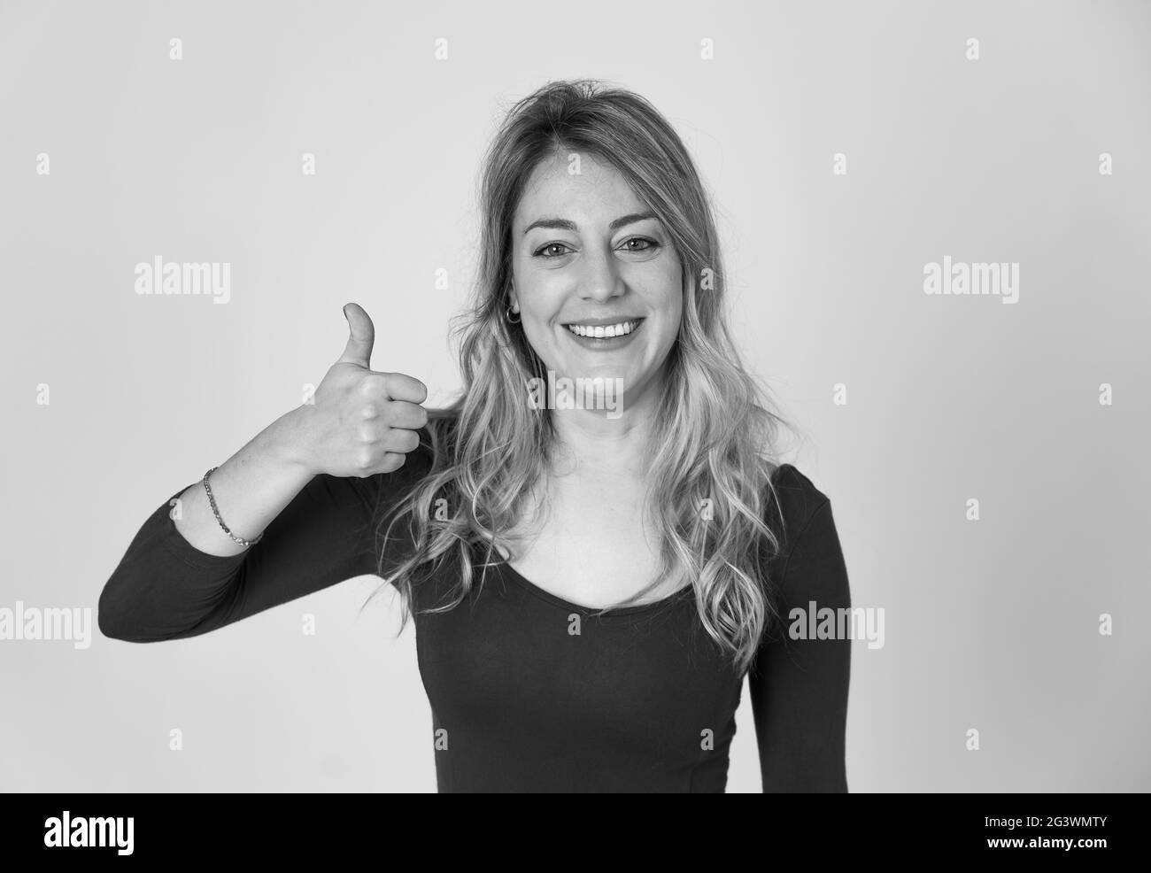Positive female in face Black and White Stock Photos & Images - Alamy