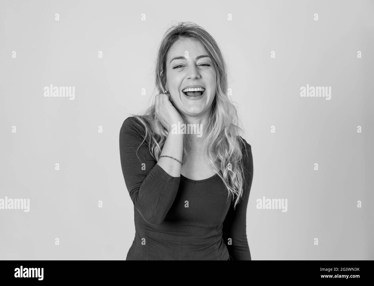 Neutral happy facial expressions Black and White Stock Photos & Images ...