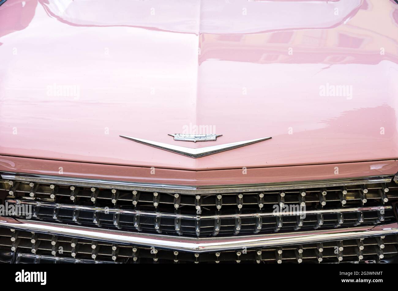 American classic car, a Cadillac Sedan de Ville in the inner yard of ...