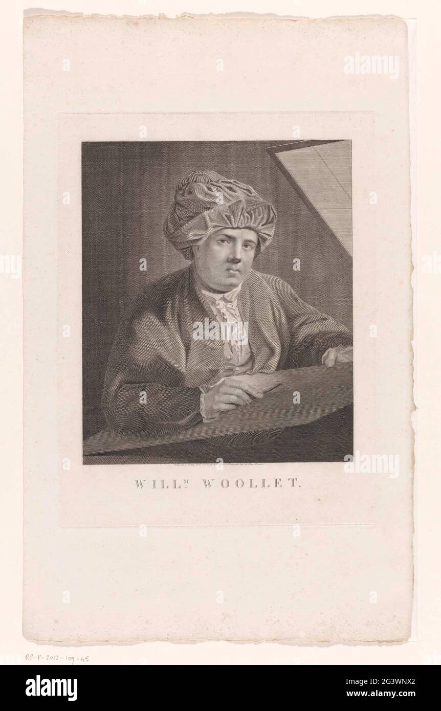 Portrait of the engraver William Woollett at work. The engraver William ...