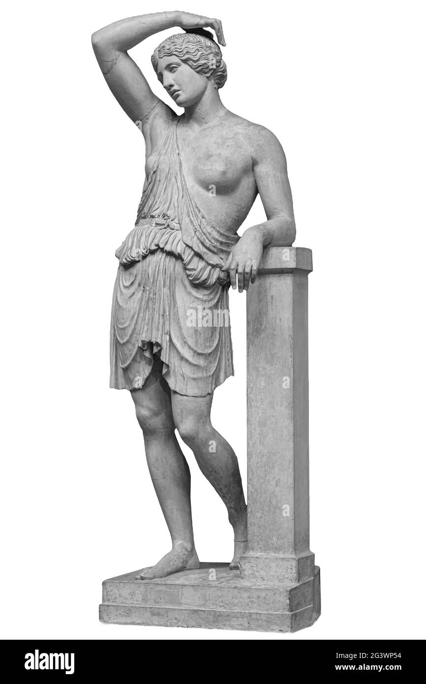 Ancient marble statue of a wounded amazon. Woman antique sculpture ...