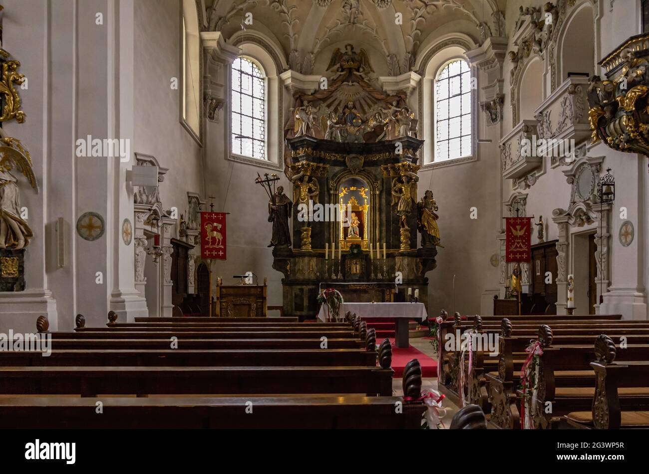 Interior view of the altar of the Baroque pilgrimage and parish church ...