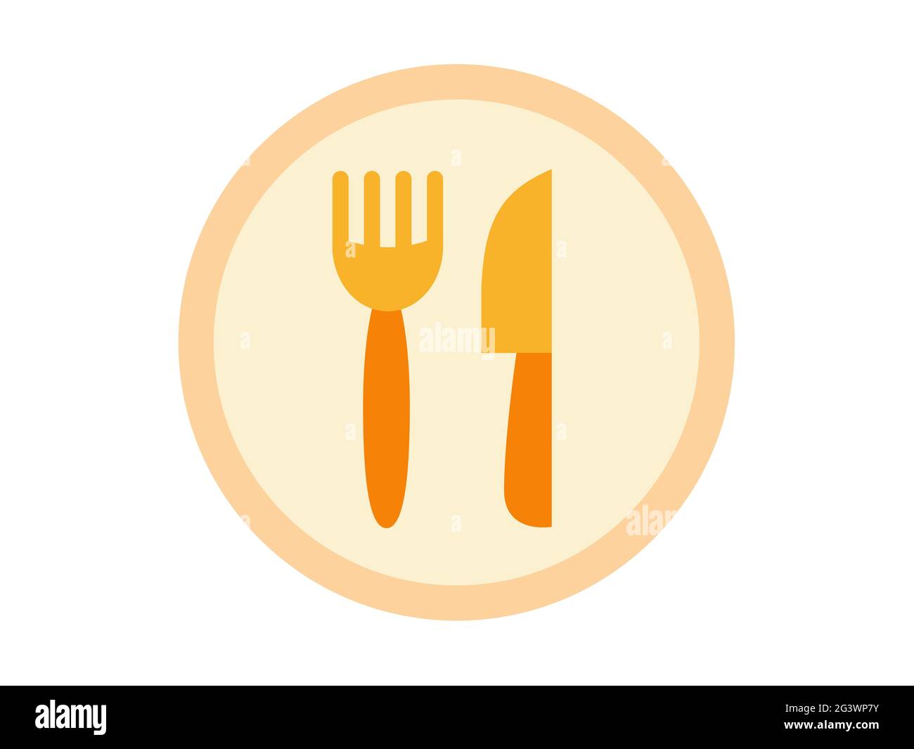 restaurant fork knife plate single isolated icon with flat style vector ...