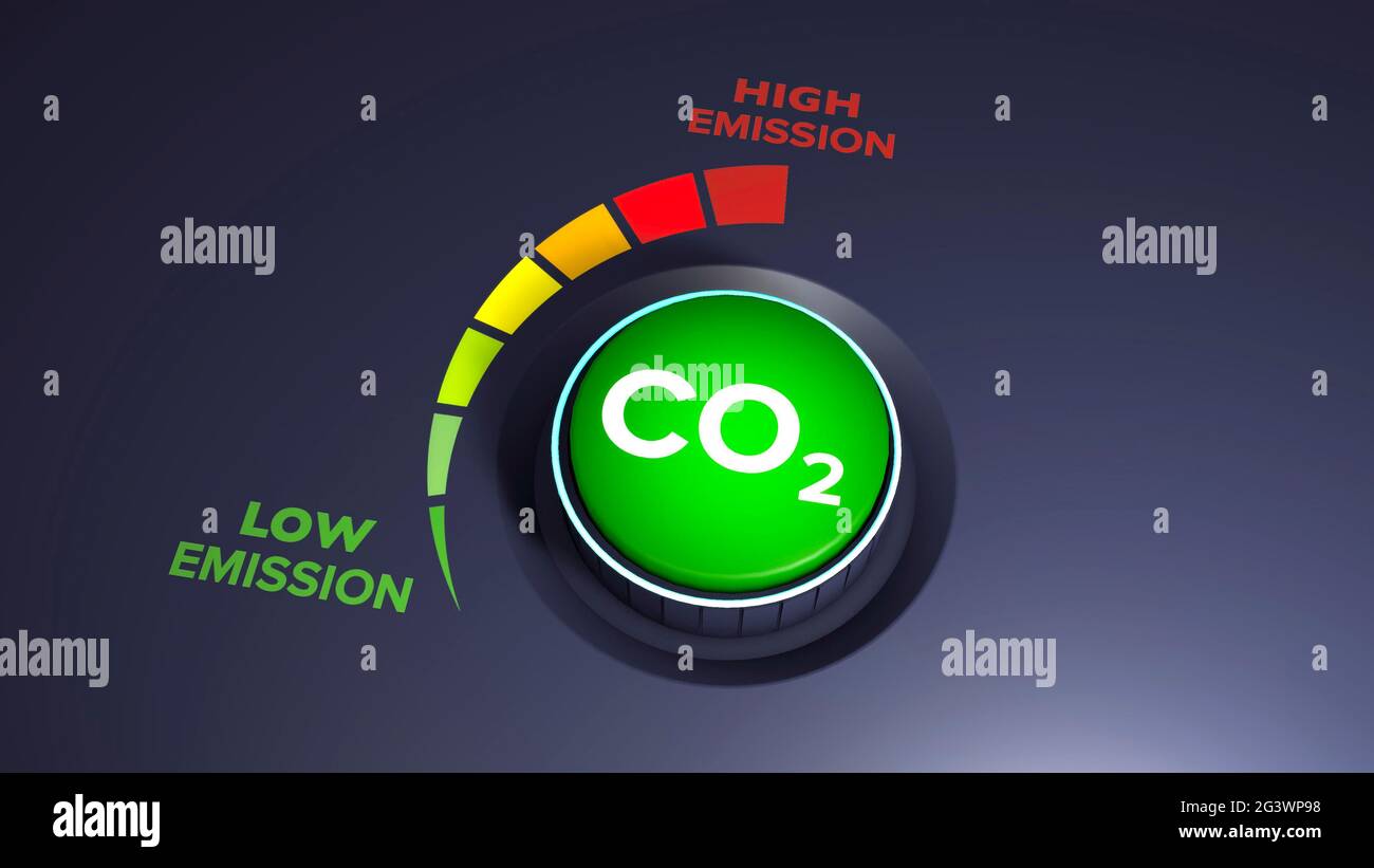 Lower CO2 emissions to limit global warming and climate change. Concept ...