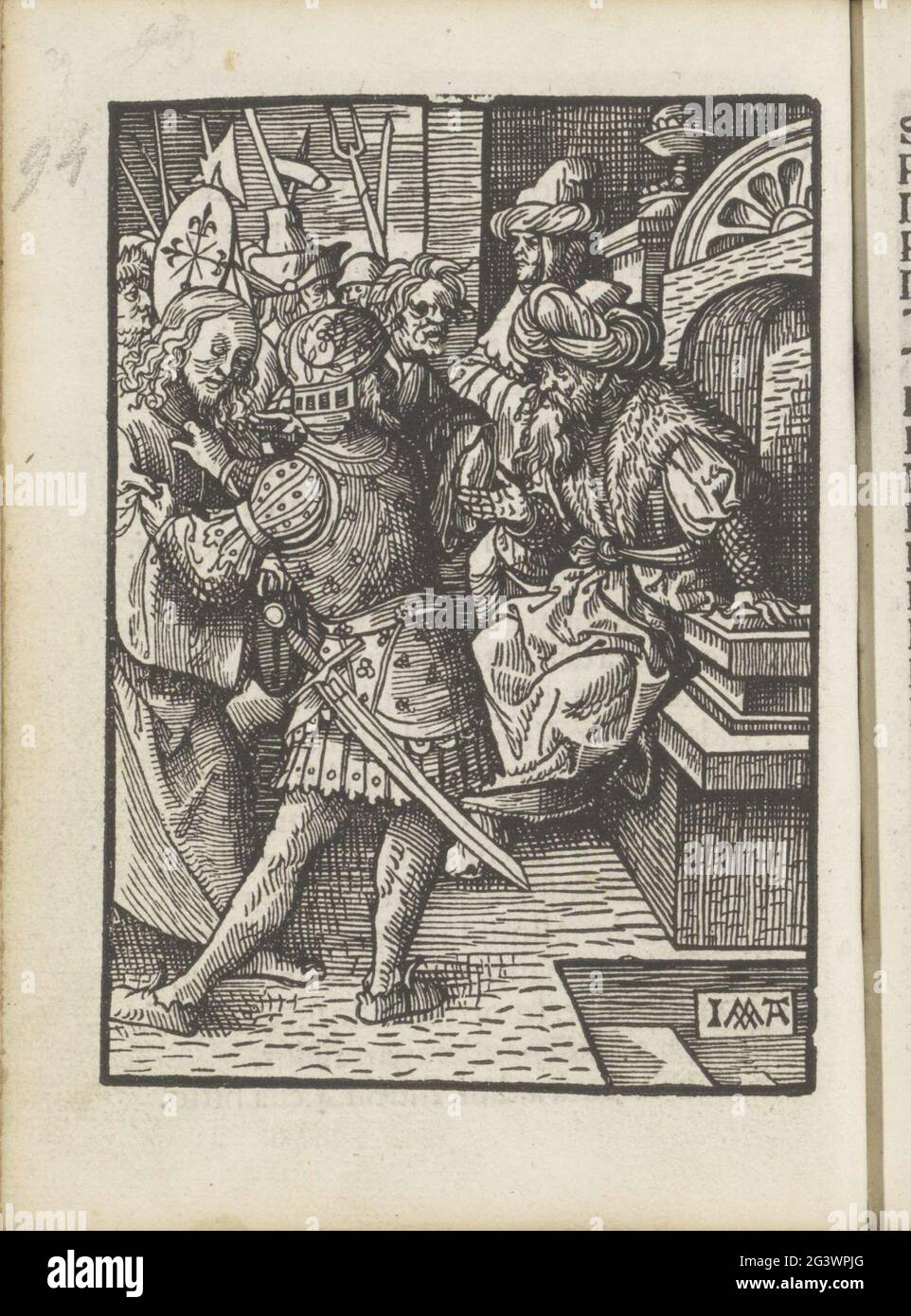 Christ for Pilate; The little passion. Christ is brought to Pilate, who ...