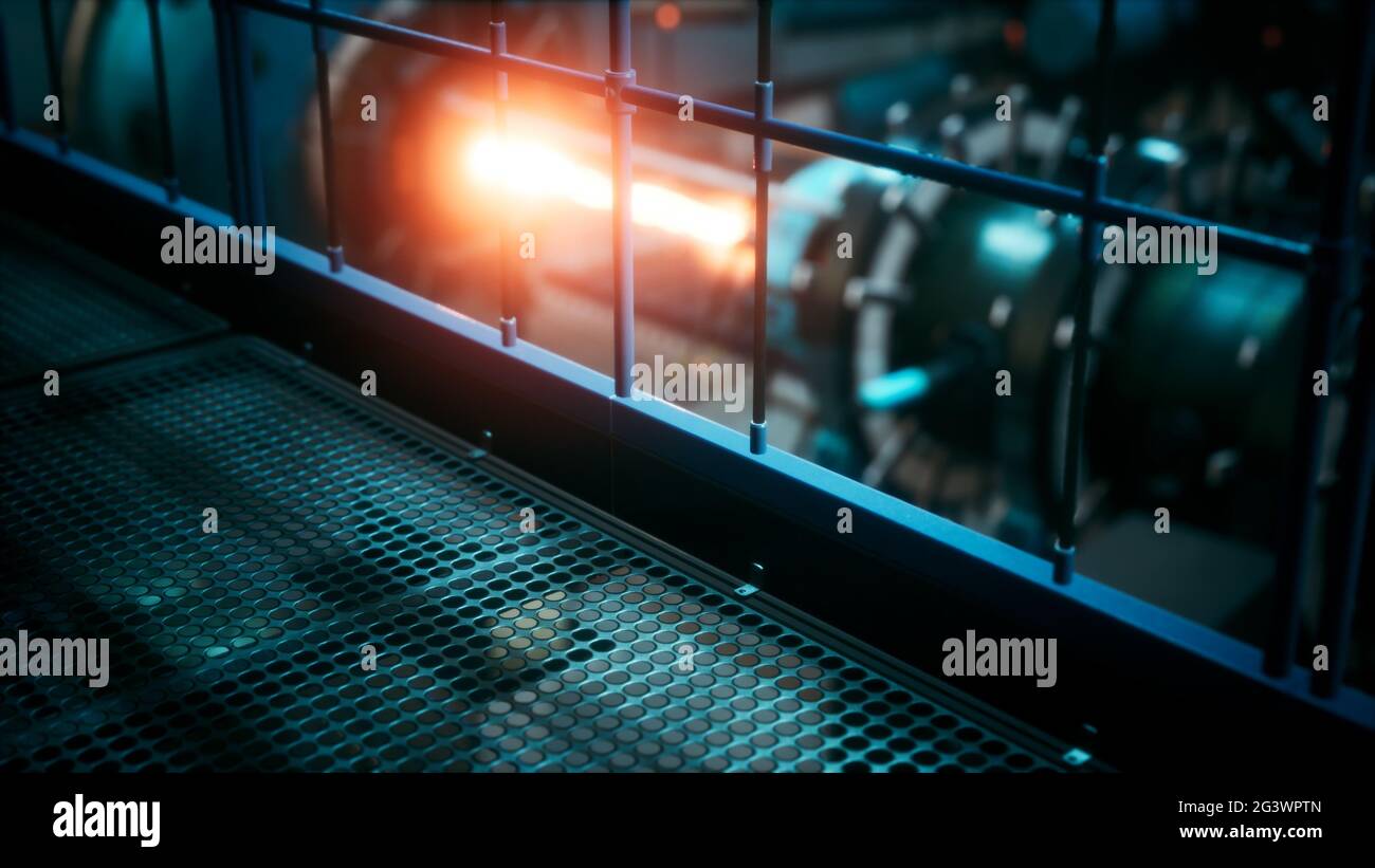 Futuristic cyberpunk power plant thermonuclear or nuclear reactor Stock ...