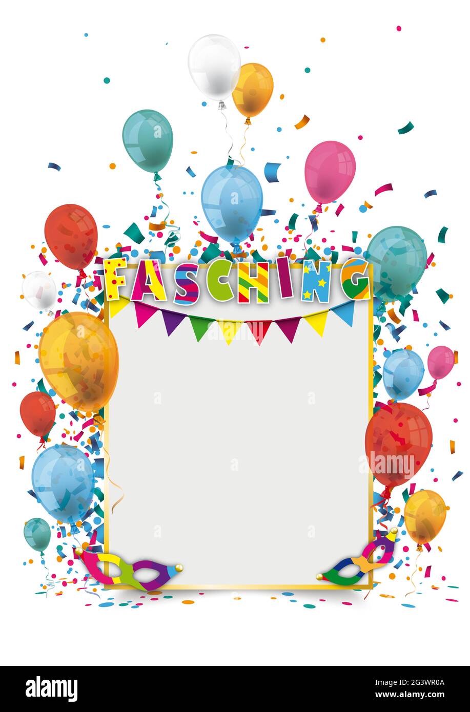 Oblong Golden Paper Frame Balloons Fasching Carnival Stock Photo - Alamy