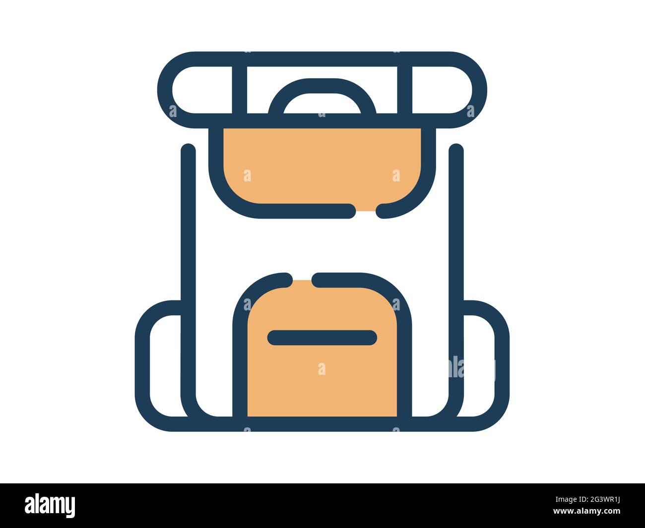 backpack single isolated icon with dash or dashed line style vector ...