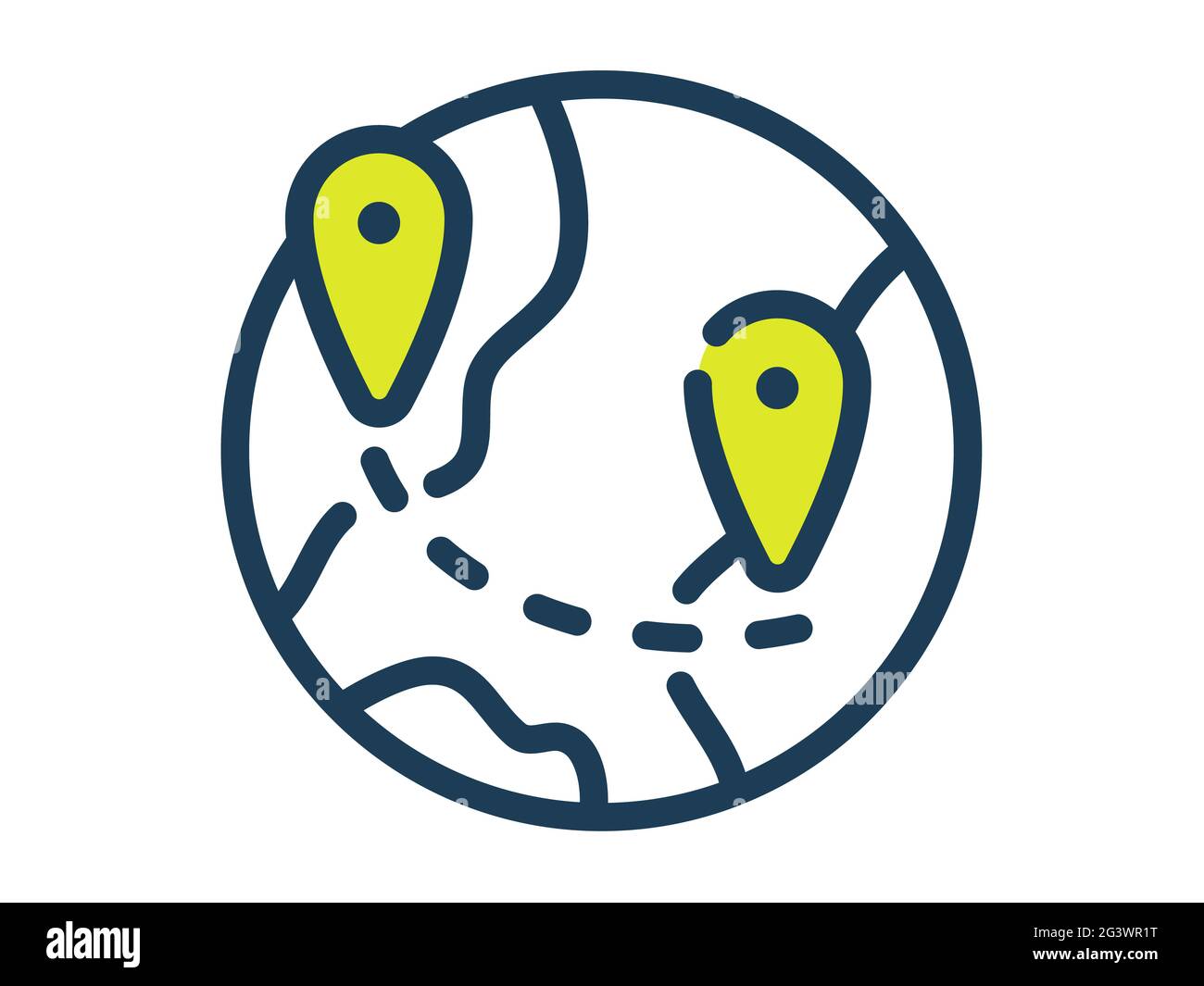 globe world single isolated icon with dash or dashed line style vector illustration Stock Photo ...