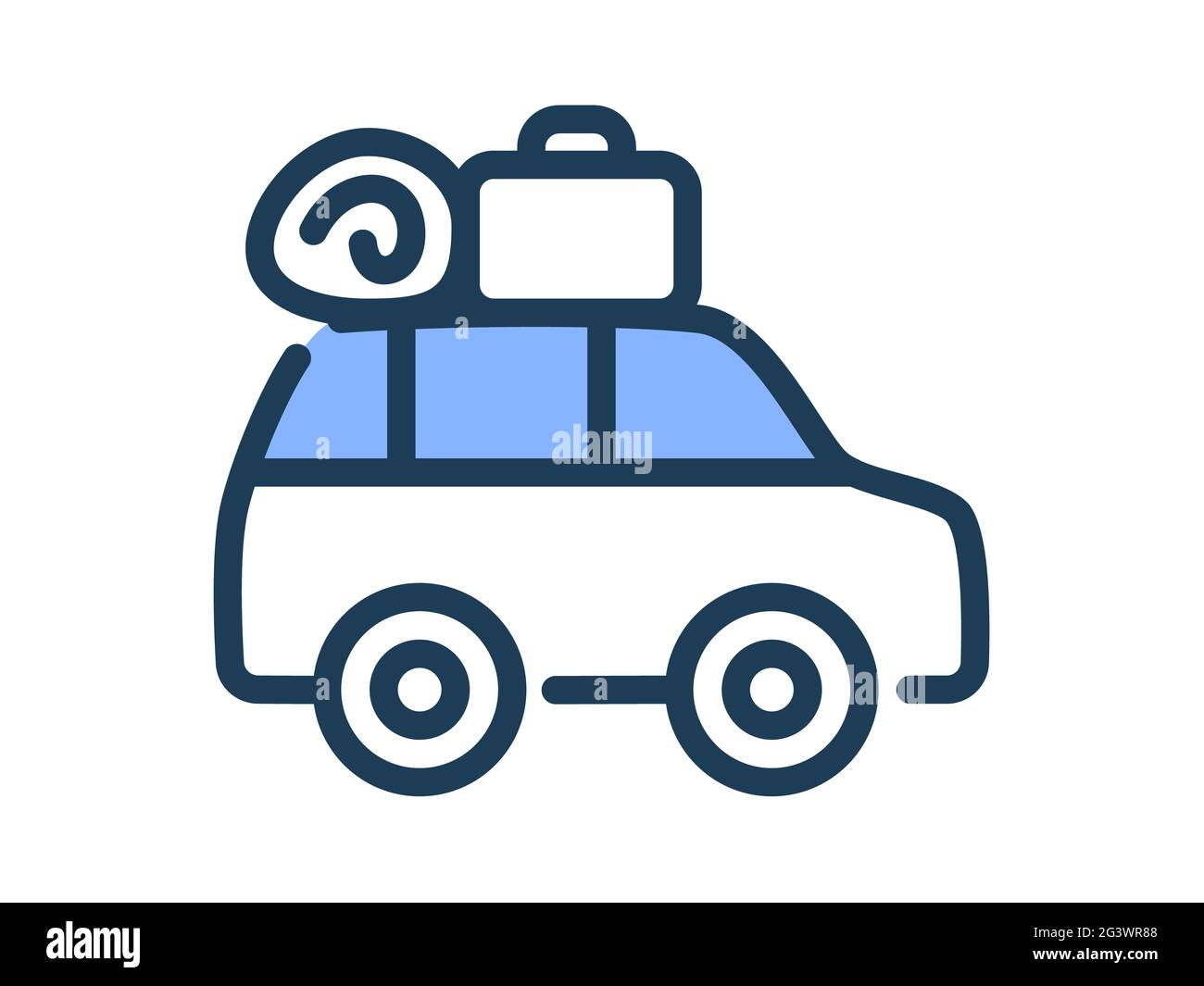 traveling car single isolated icon with dash or dashed line style ...