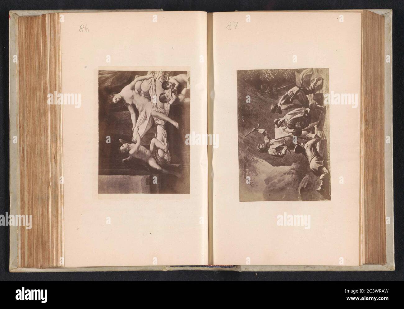 Photo production of a painting, representing three men draw a man Stock ...