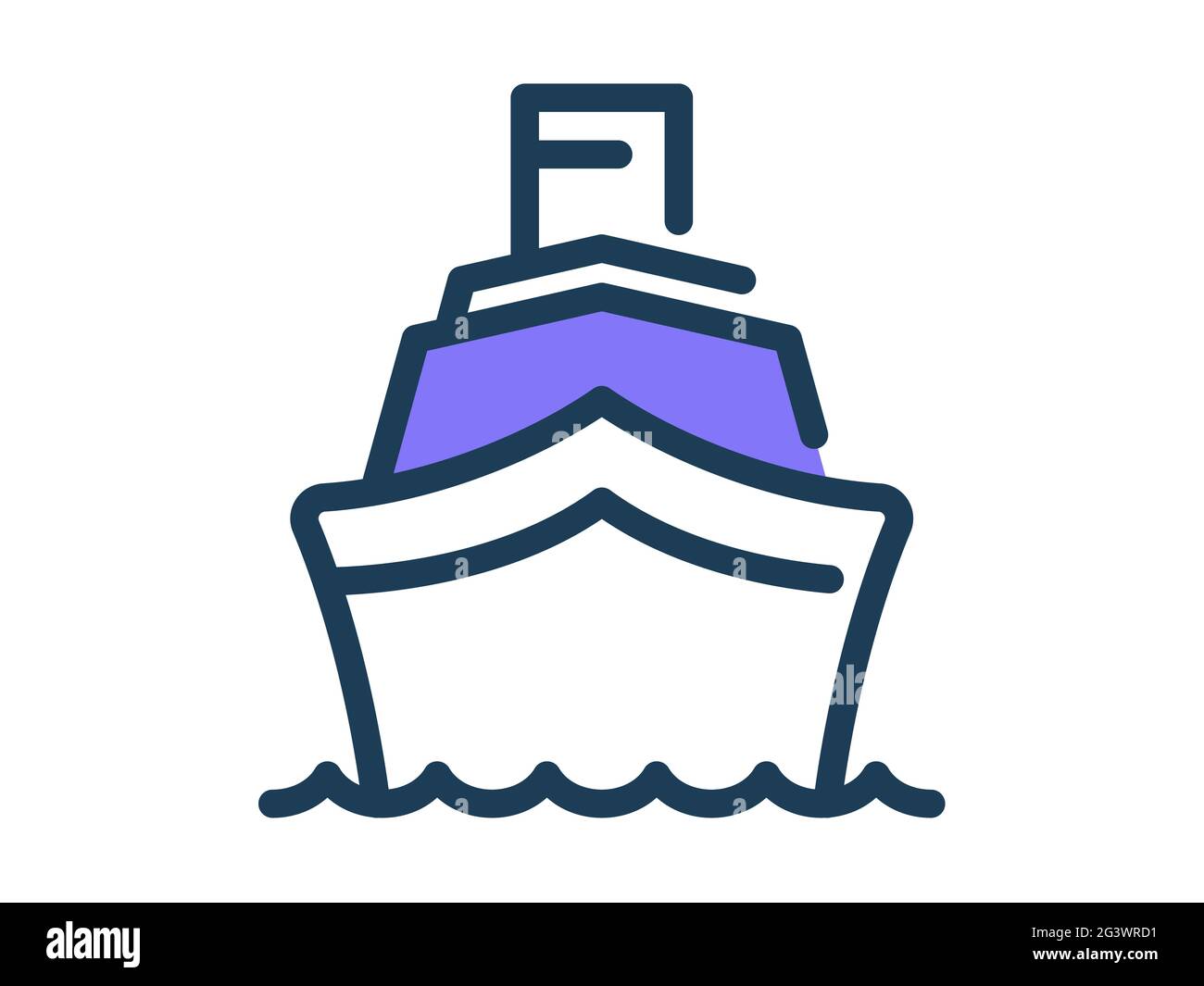 cruiser ship single isolated icon with dash or dashed line style vector ...