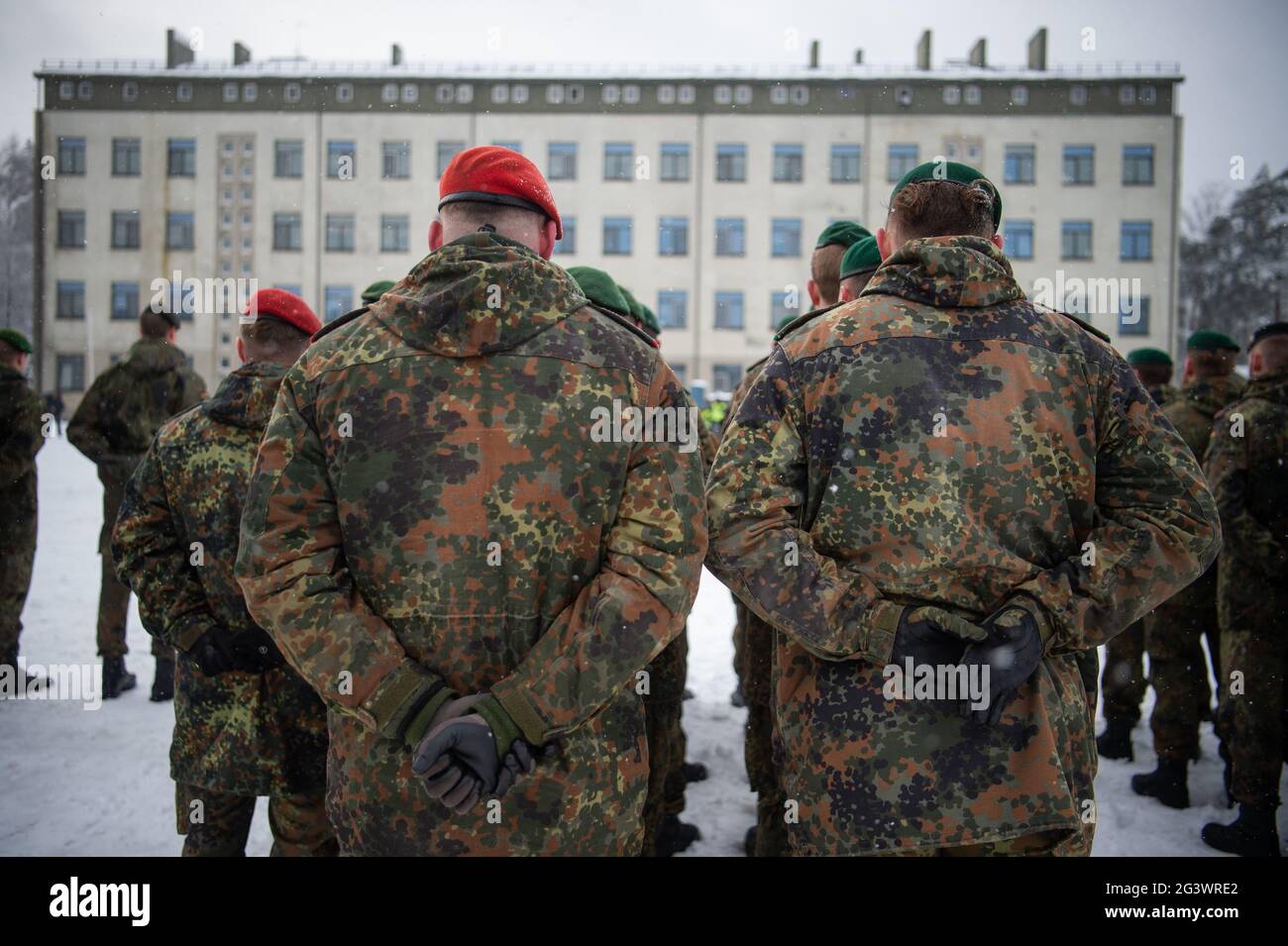 FILED - 04 February 2019, Lithuania, Rukla: Soldiers of the Bundeswehr ...