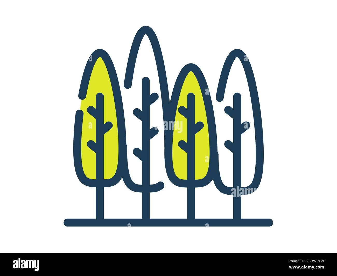 tree wood single isolated icon with dash or dashed line style vector ...