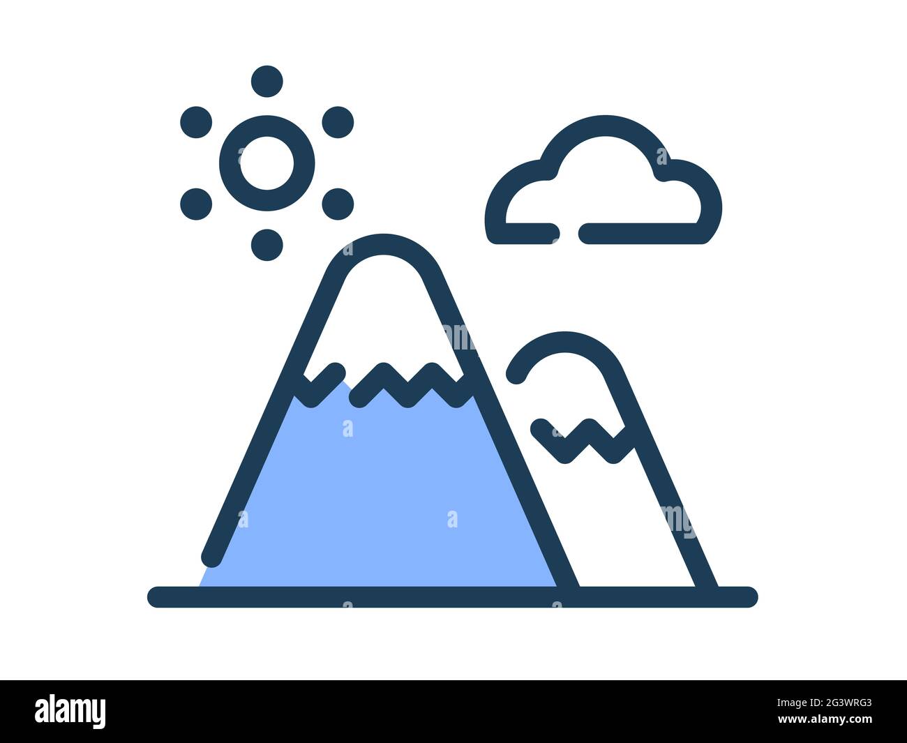 mountain landscape single isolated icon with dash or dashed line style vector illustration Stock ...