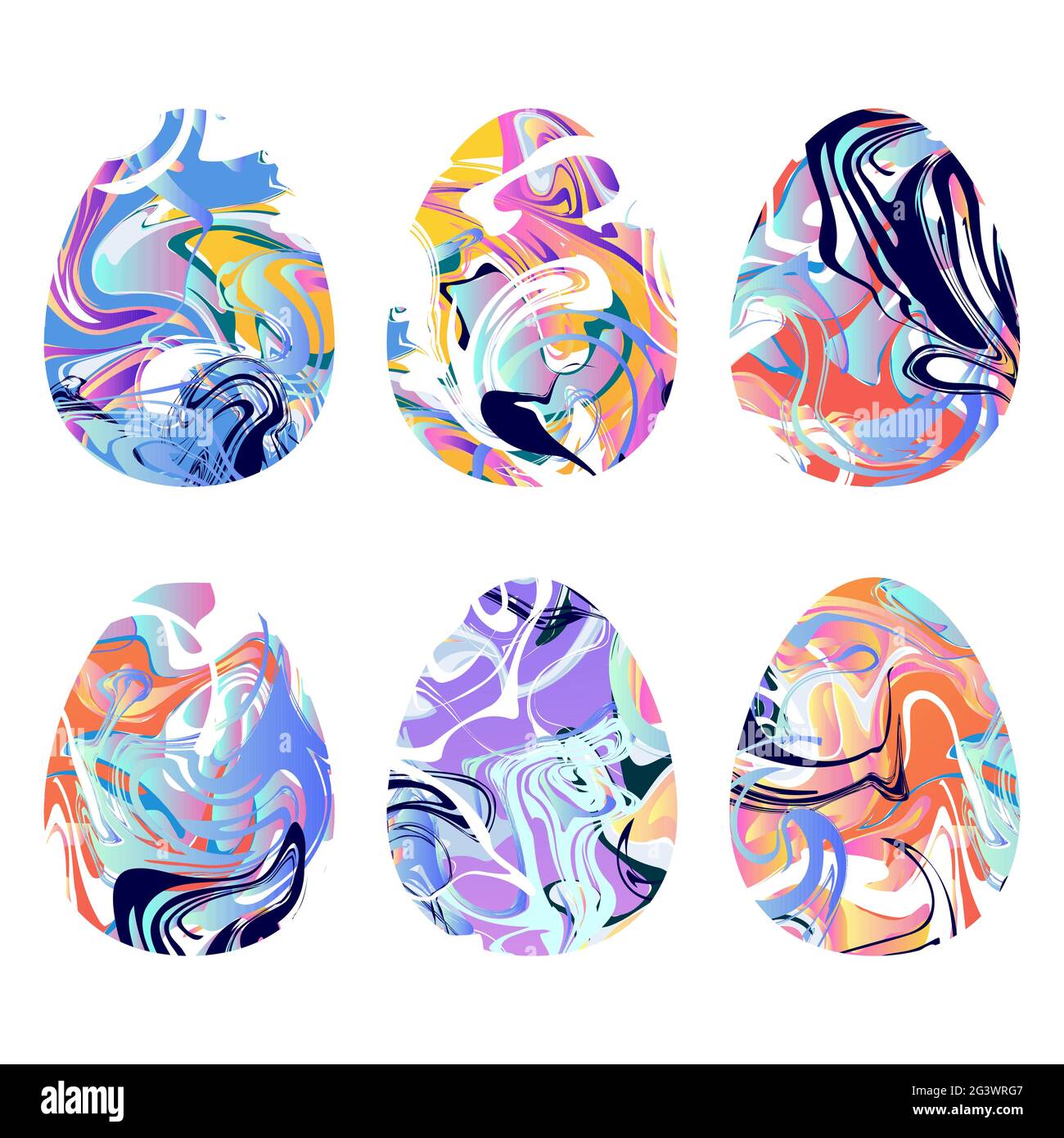 Marble texture eggs set. Liquid texture Happy Easter symbol. Painted ...