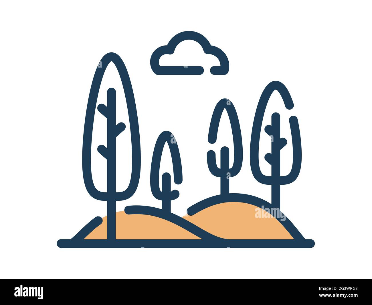 hill valley single isolated icon with dash or dashed line style vector illustration Stock Photo ...