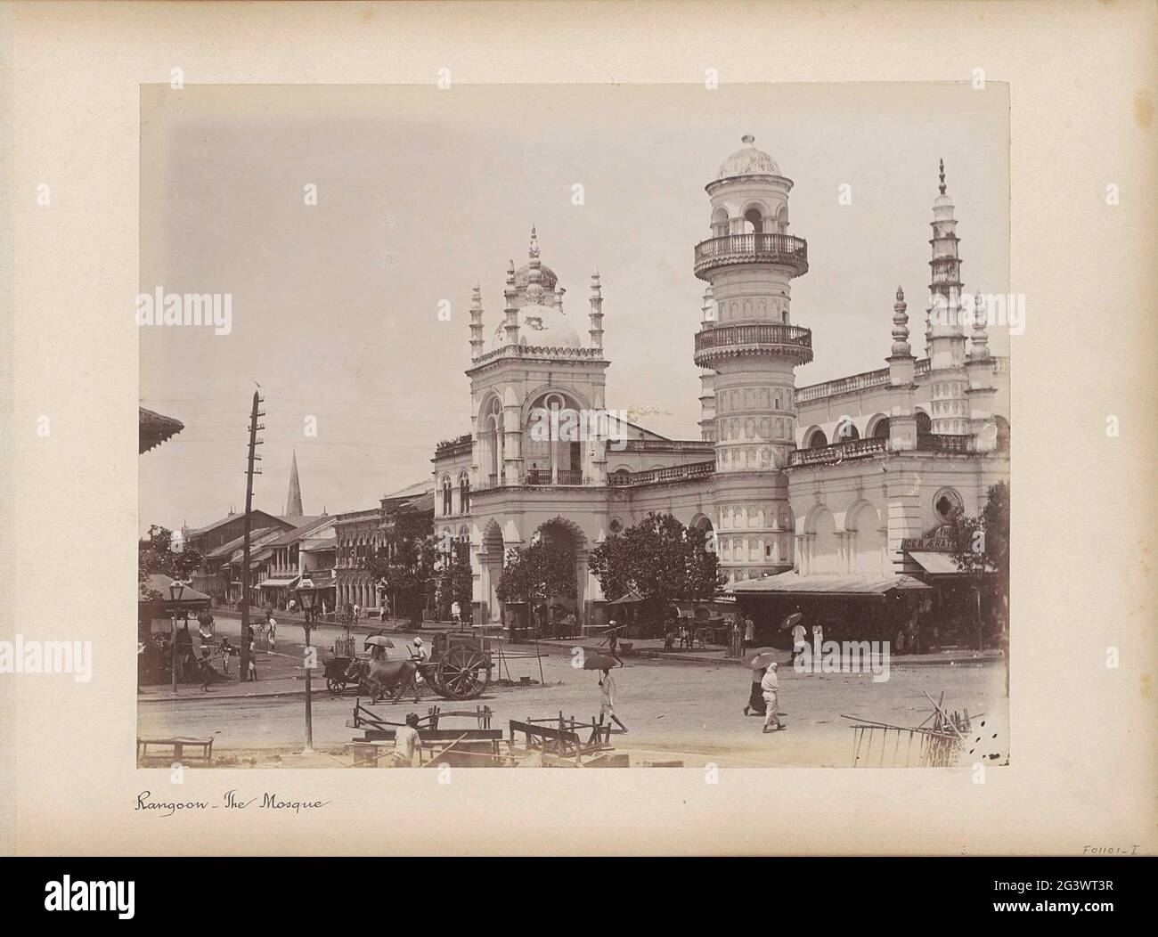 Street face at the mosque of Rangoon; Rangoon - The Mosque. Part of ...