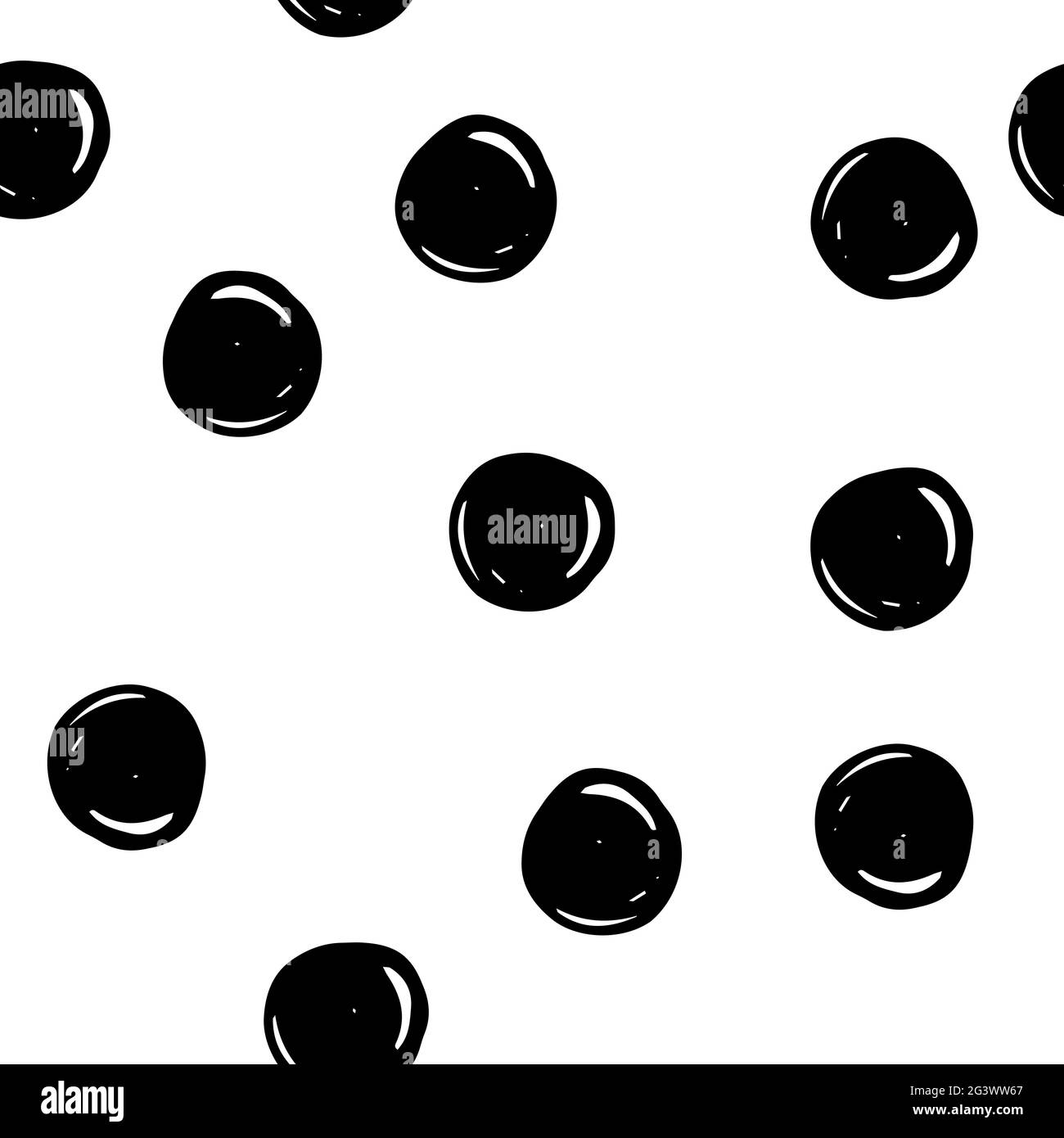 Seamless Scandinavian tangled pattern. Black outline messy hand-drawn ...