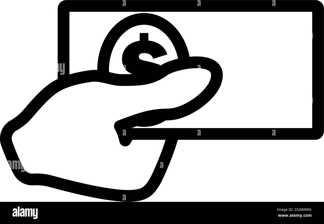 Hand Holding Money Icon. Bold outline design with editable stroke width ...