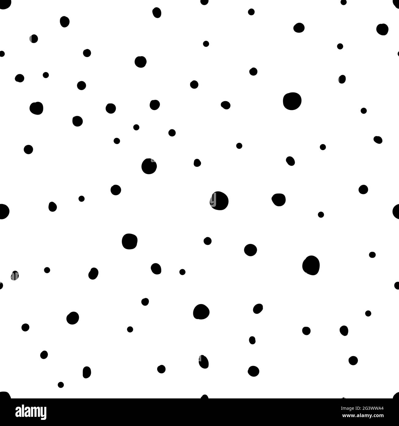 Seamless neutral polka dots pattern. Black hand drawn dots isolated on a white background ...