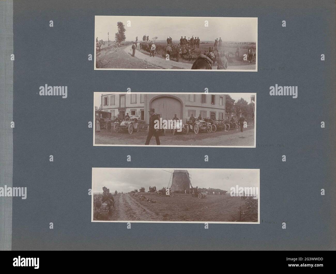 Soldiers with cars, horses and ransels for a windmill in France. Part ...