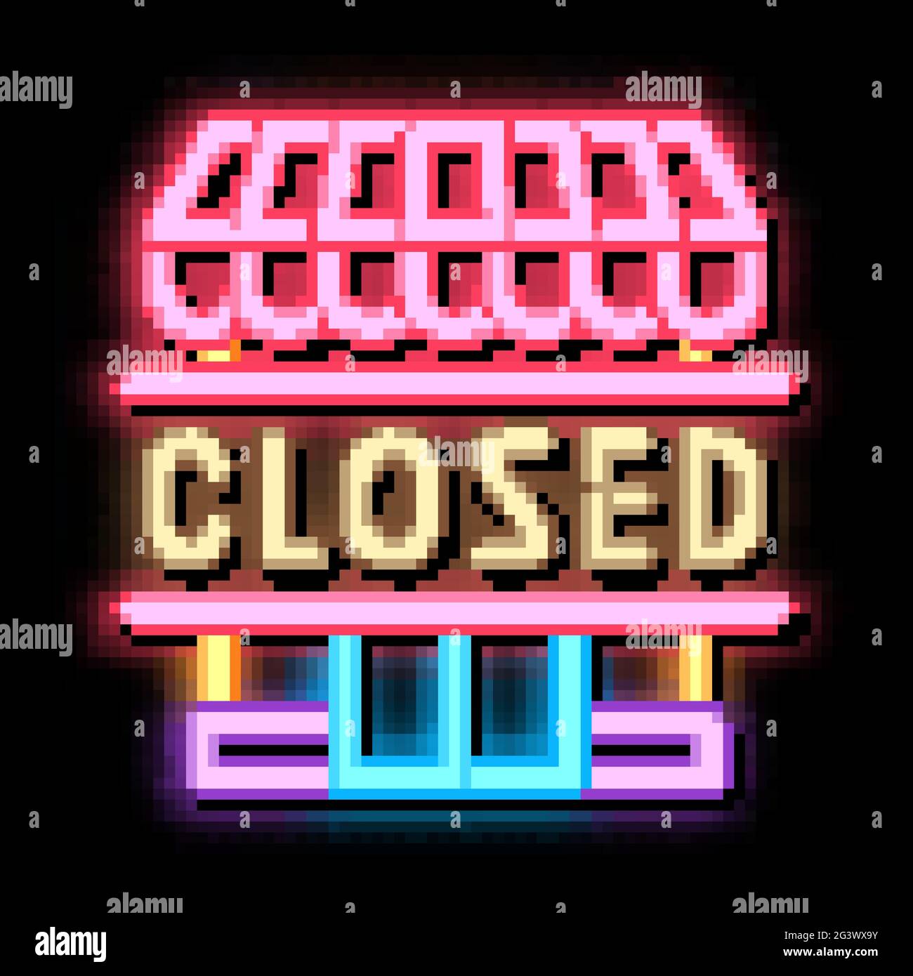 closed shop neon glow icon illustration Stock Vector Image & Art - Alamy
