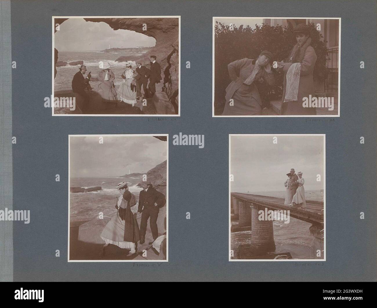 Man and woman in cocette attitude on the French coast. Part of photo ...
