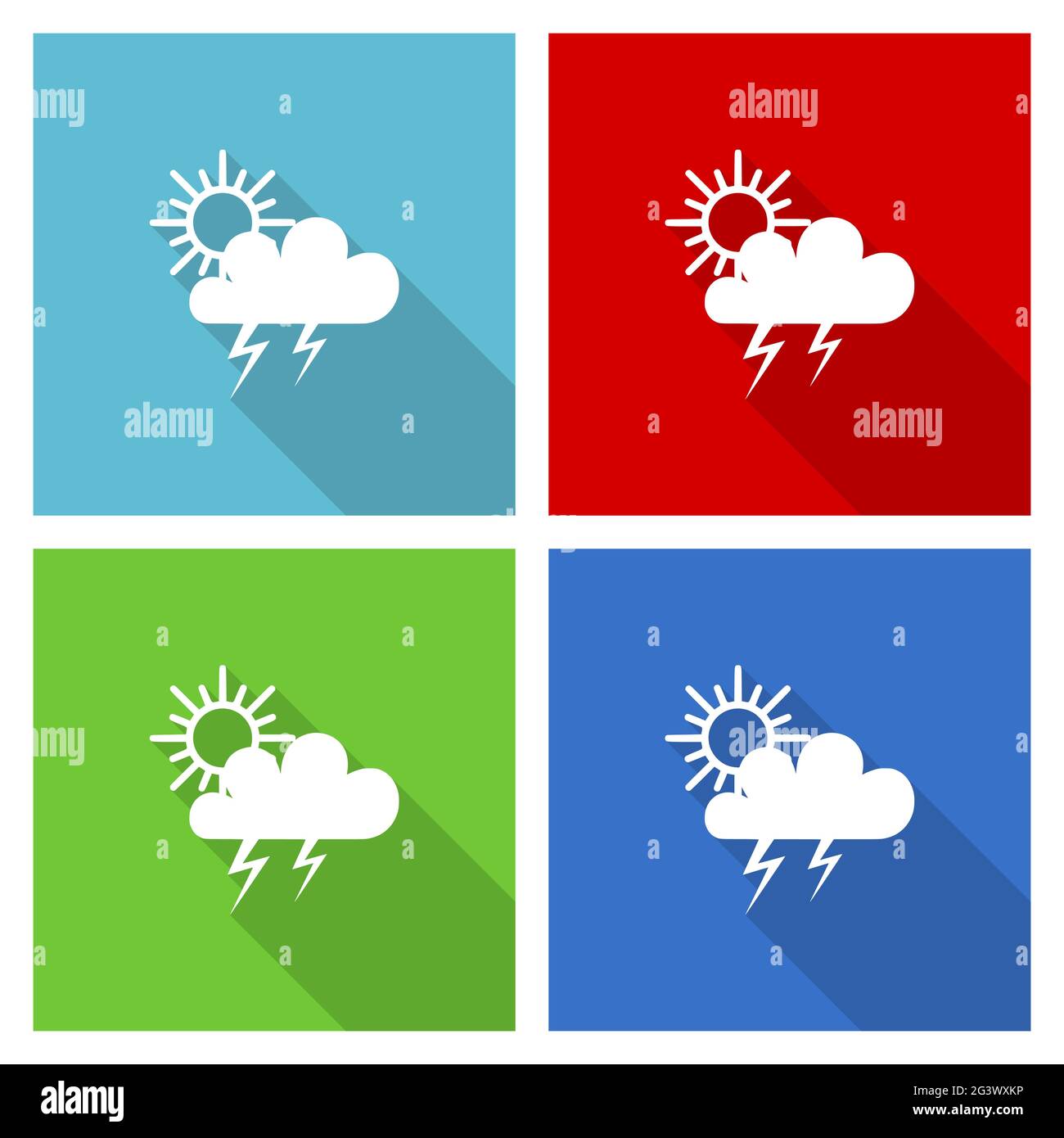 Storm icon set, vector illustration in eps 10, web buttons in 4 colors ...