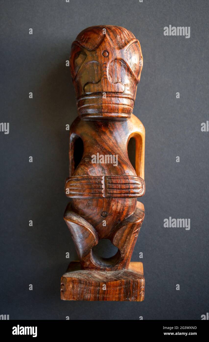 traditional wooden Polynesian tiki from Marquesas Islands. Isolated on ...