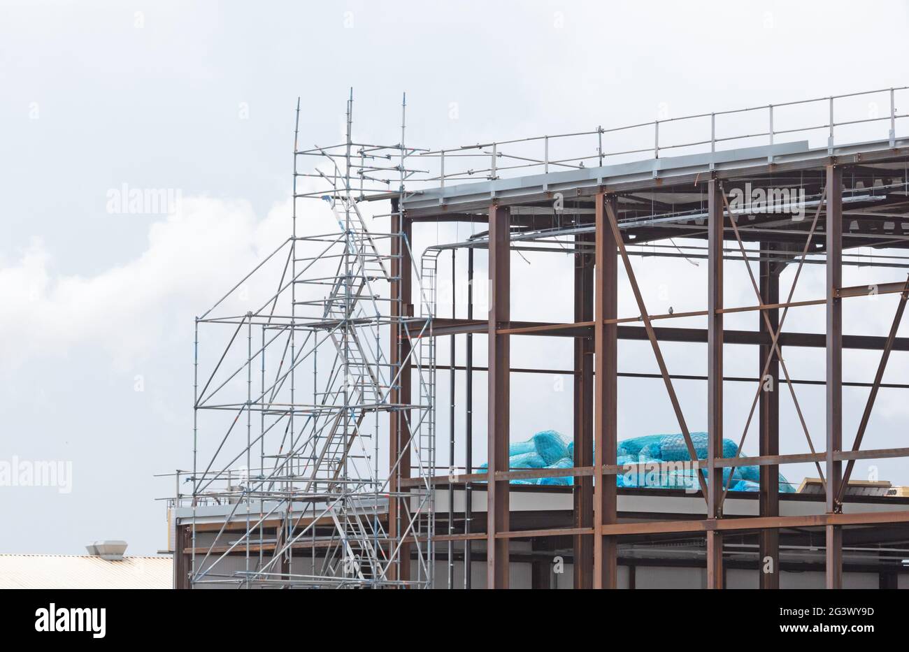 Scaffolding on new commercial construction project, the Netherlands ...