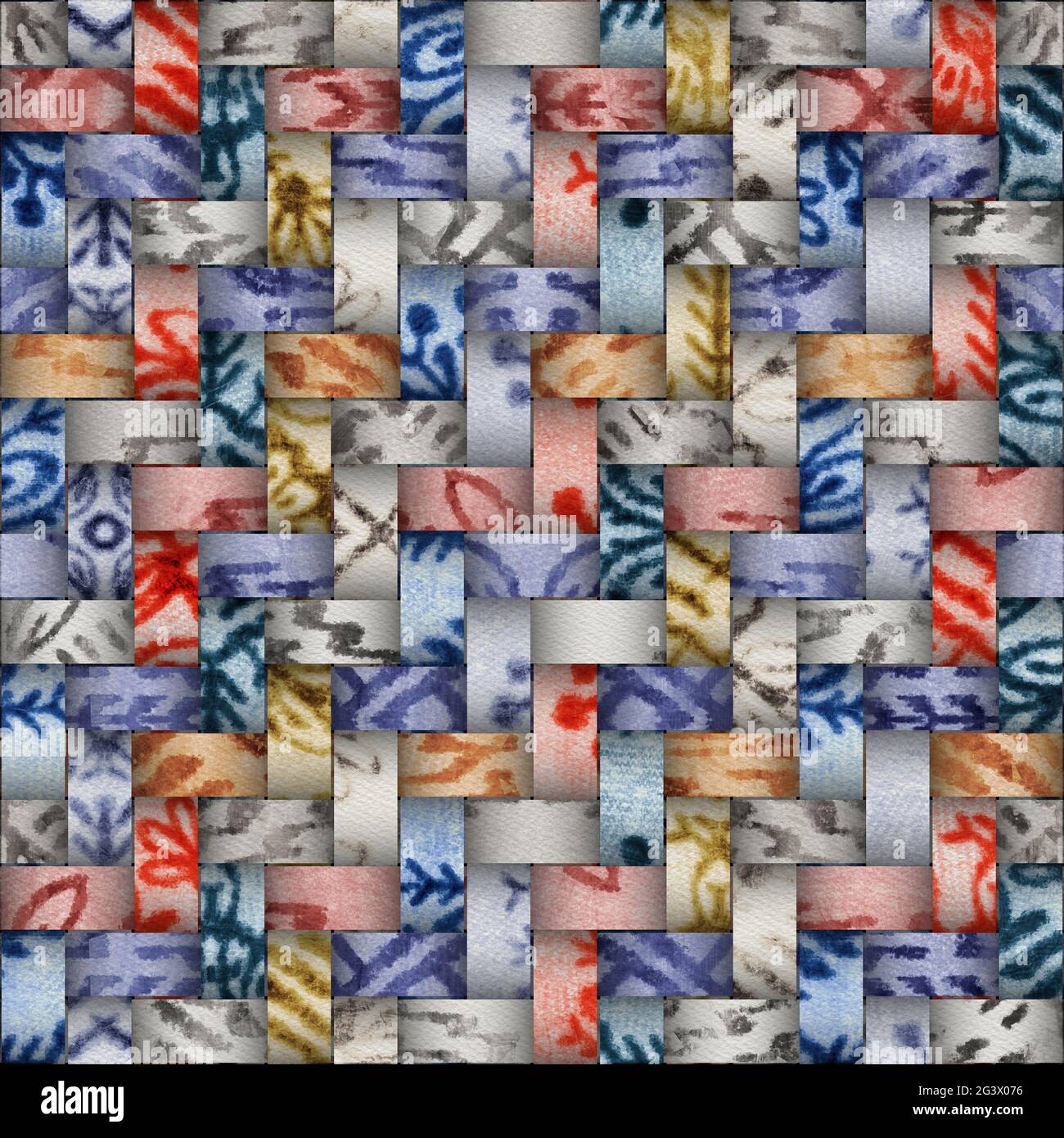 Seamless weave strip colorful ribbon pattern print Stock Photo - Alamy