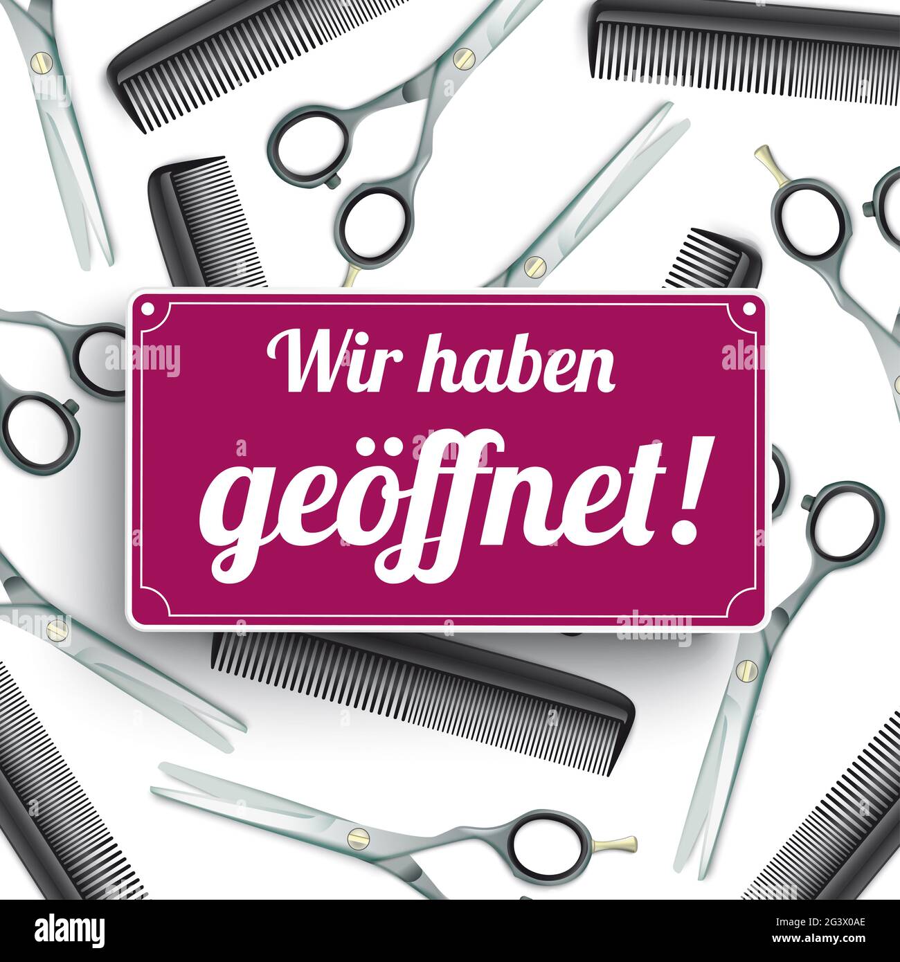 Scissors Combs Purple Geoeffnet White Background Stock Photo - Alamy