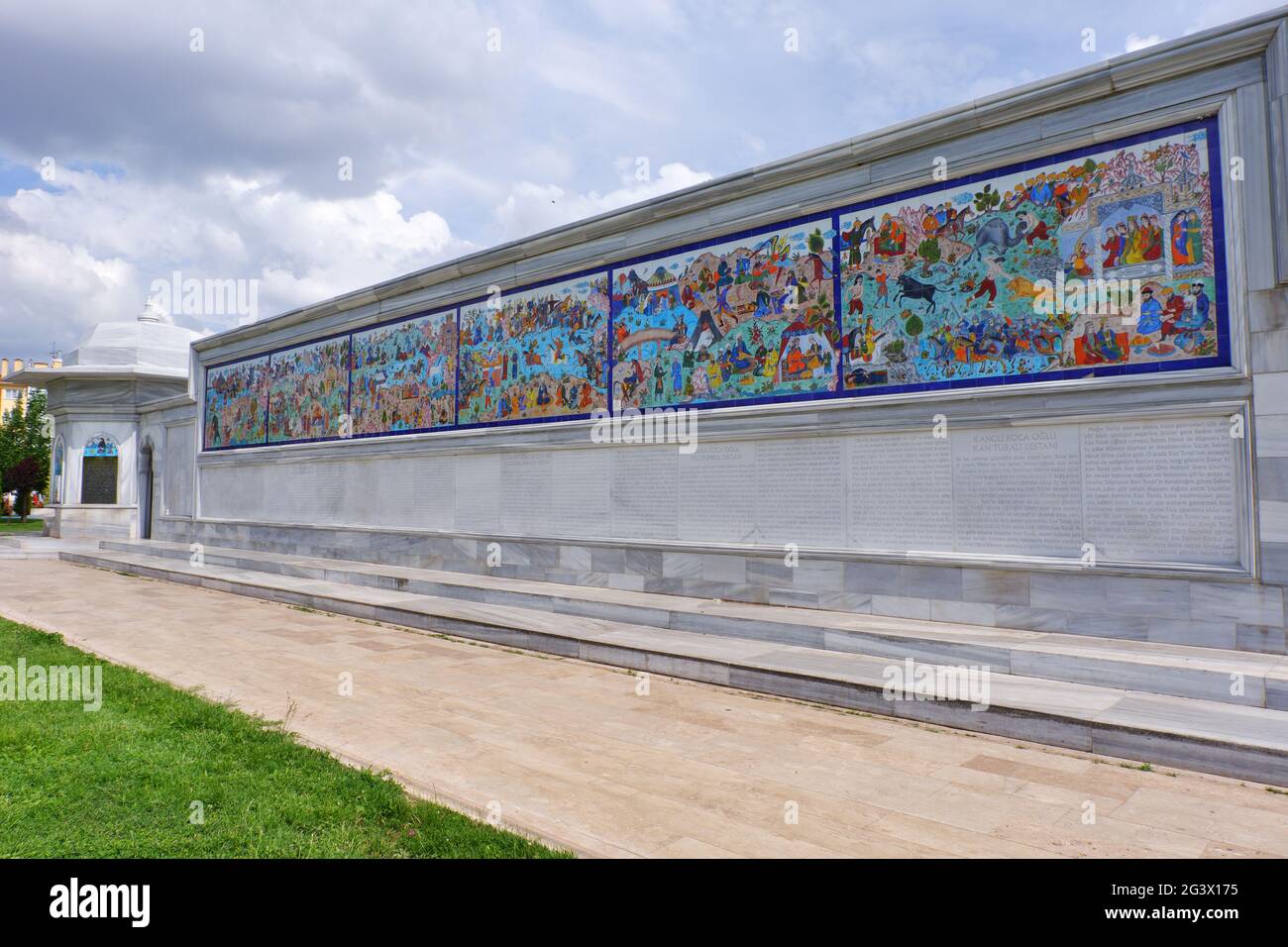 Marble Wall Picturing Stories by Turkish Mythology at Dede Korkut Park ...