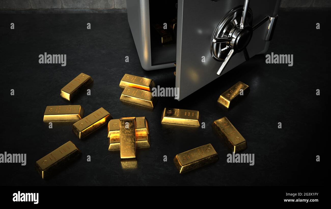Safe with gold bars hi-res stock photography and images - Alamy